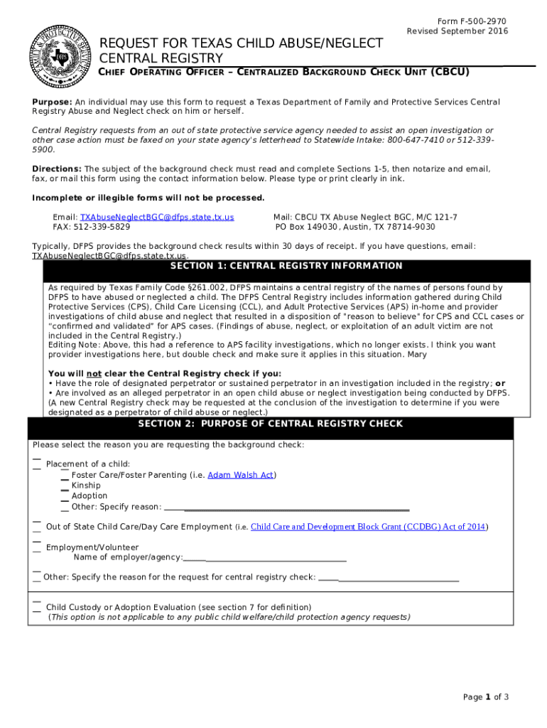 REQUEST FOR TEXAS CHILD ABUSE/NEGLECT Doc TemplatepdfFiller Doc ...