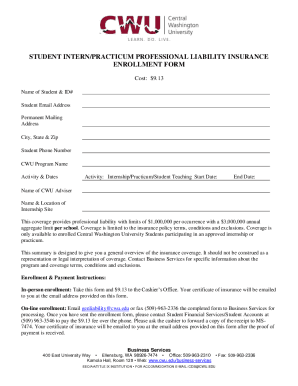 Fillable Online STUDENT MEDICAL MALPRACTICE INSURANCE ENROLLMENT FORM ...