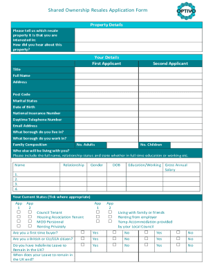 Fillable Online Shared ownership resales application formBeyond Housing ...