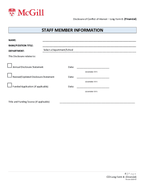 Fillable Online COI Disclosure (Long) Form B. Version 2020-02 Fax Email ...