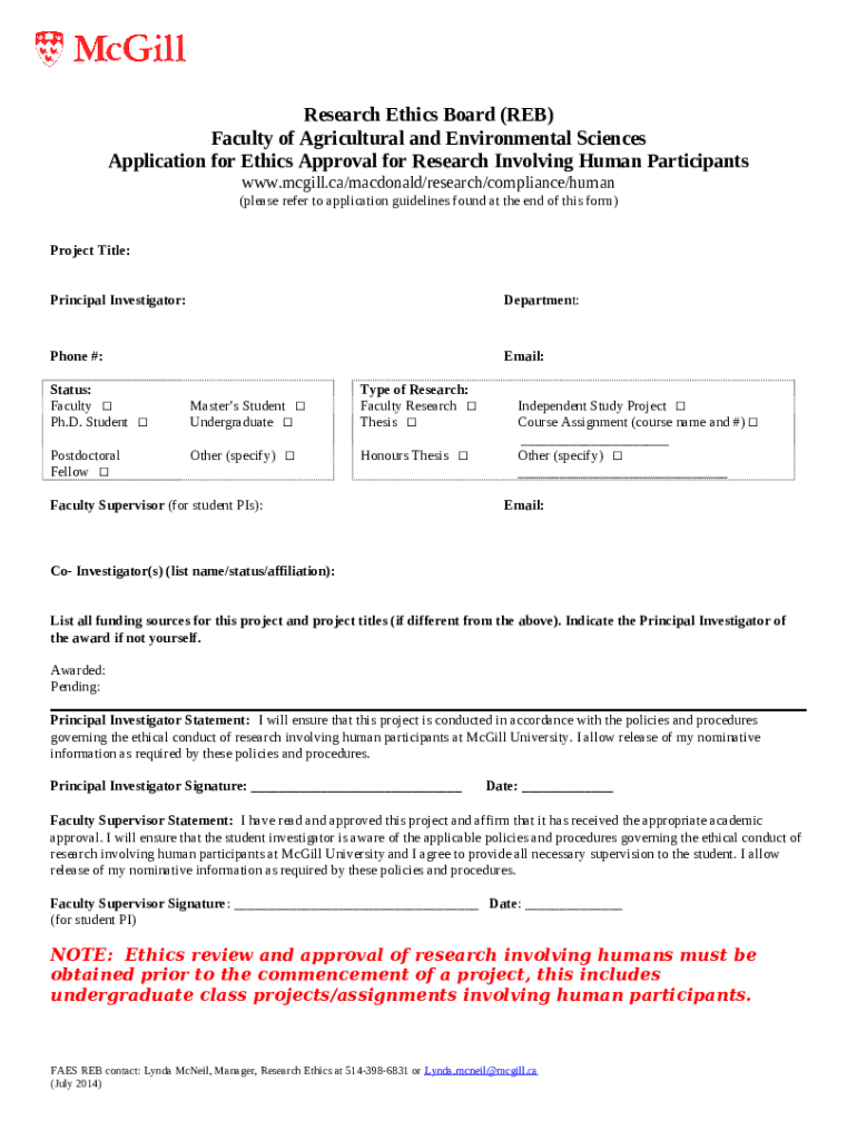 Apply for Research Ethics Board Approval - Office of ... Doc Template ...