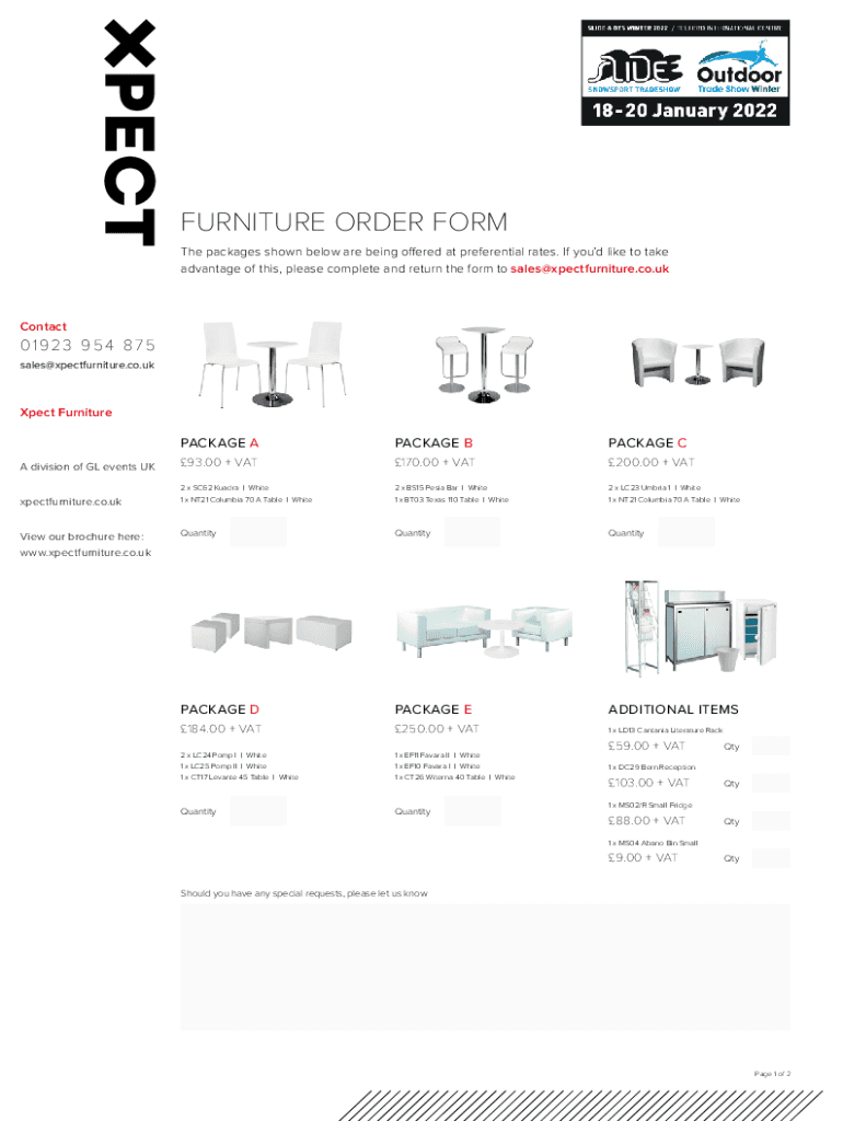 Fillable Online FURNITURE ORDER FORM - iltm.com Fax Email Print - pdfFiller