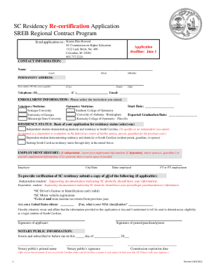 Fillable Online Fillable Online SC Residency Status Application Fax ...