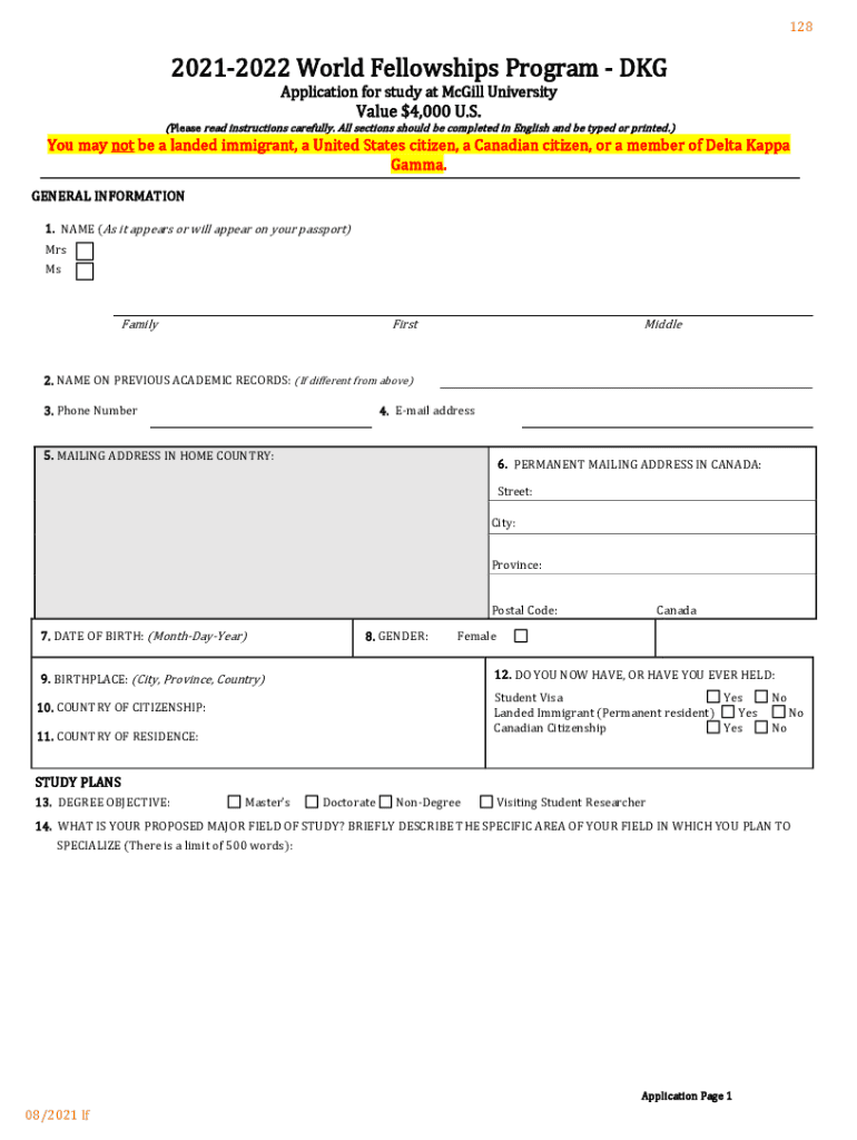 Fillable Online Study Permit Application Guide - McGill University Fax Email Print - pdfFiller