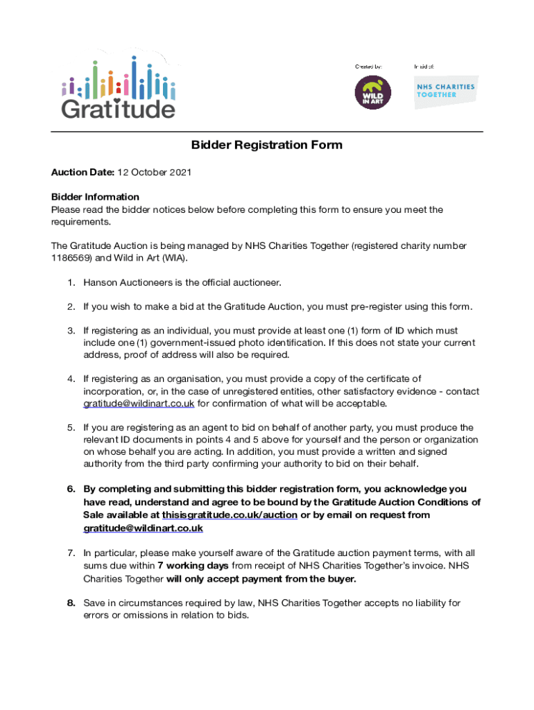 Fillable Online 210910 Gratitude Bidder Registration Form Fax Email Print - pdfFiller