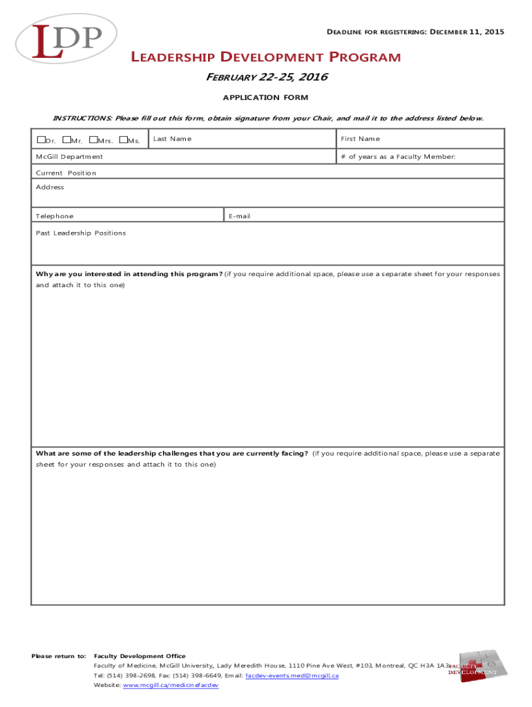 Fillable Online Application Form - LDP Fax Email Print - pdfFiller