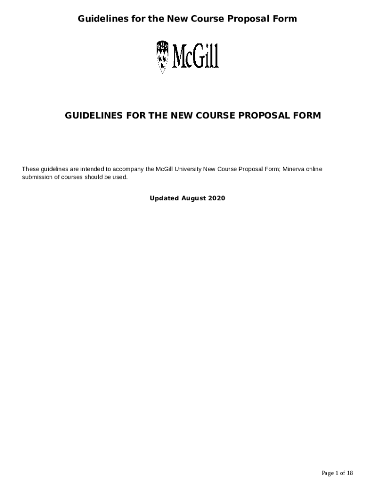 Guidelines for the New Course Proposal - McGill ... Doc Template | pdfFiller