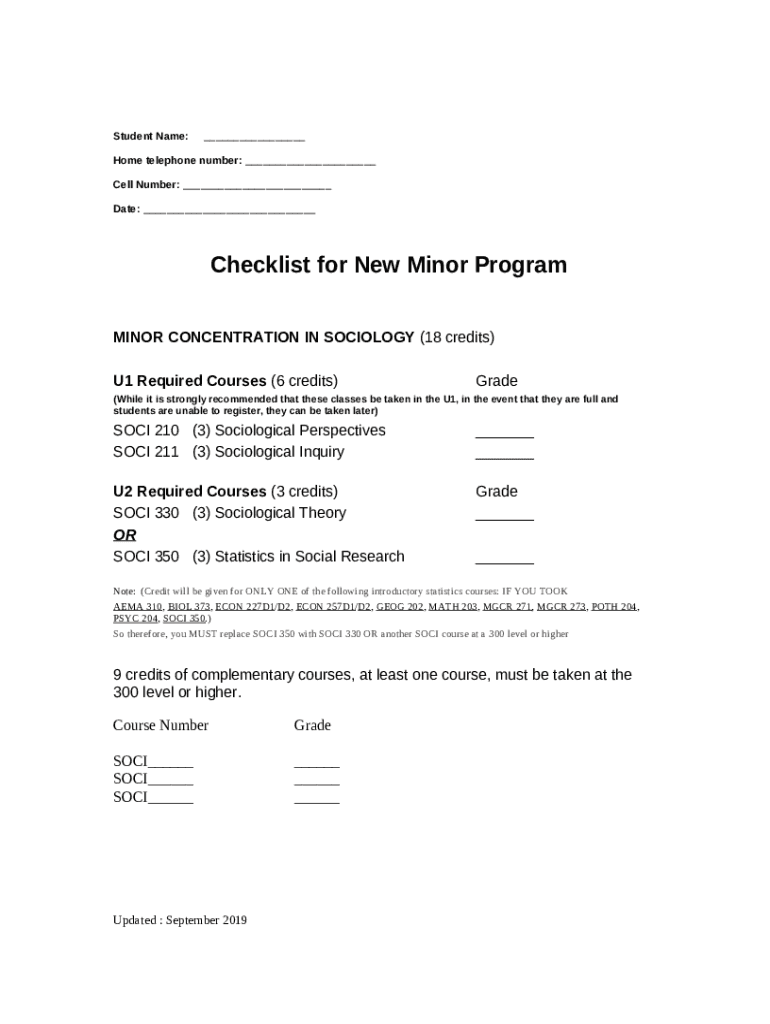 New Checklist for Minor Program - McGill University Doc Template ...