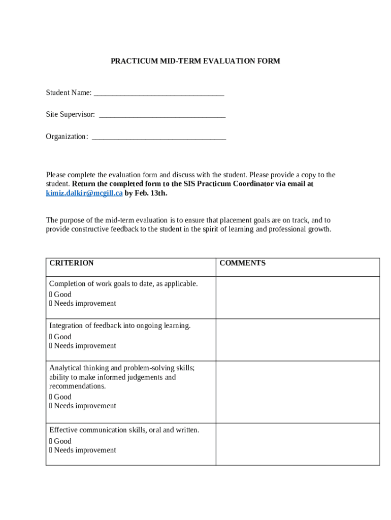 Practicum Interest Doc Template | pdfFiller