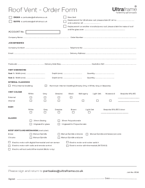 Fillable Online Roof Vent - Order Form Fax Email Print - pdfFiller