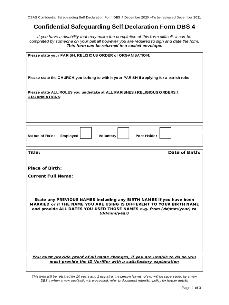 CSSA Confidential Safeguarding Self Declaration DBS Doc Template PdfFiller cssa-confidential-safeguarding-self-declaration-dbs-doc-template-pdffiller
