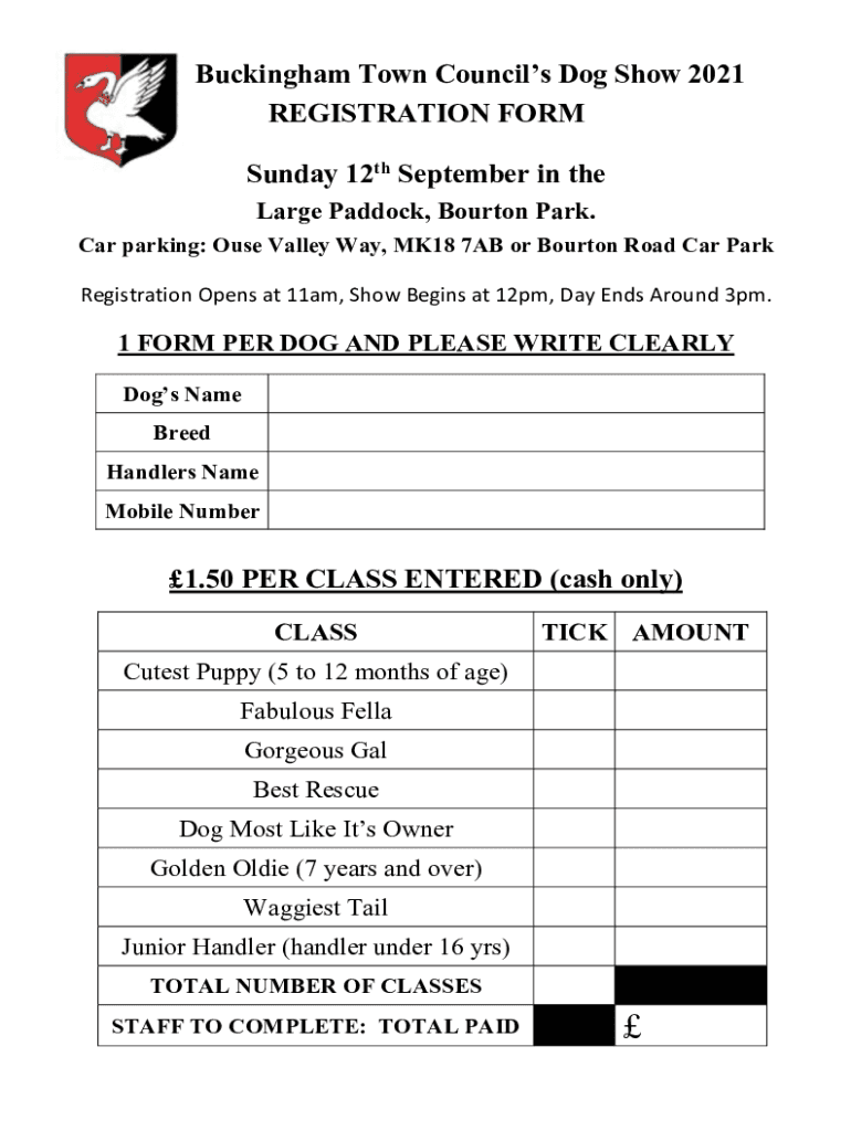 Fillable Online Dog Show Entry Form 2021.docx Fax Email Print - pdfFiller