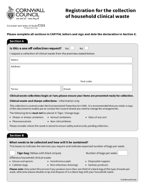 Fillable Online Clinical Waste Registration form March20.indd Fax Email ...