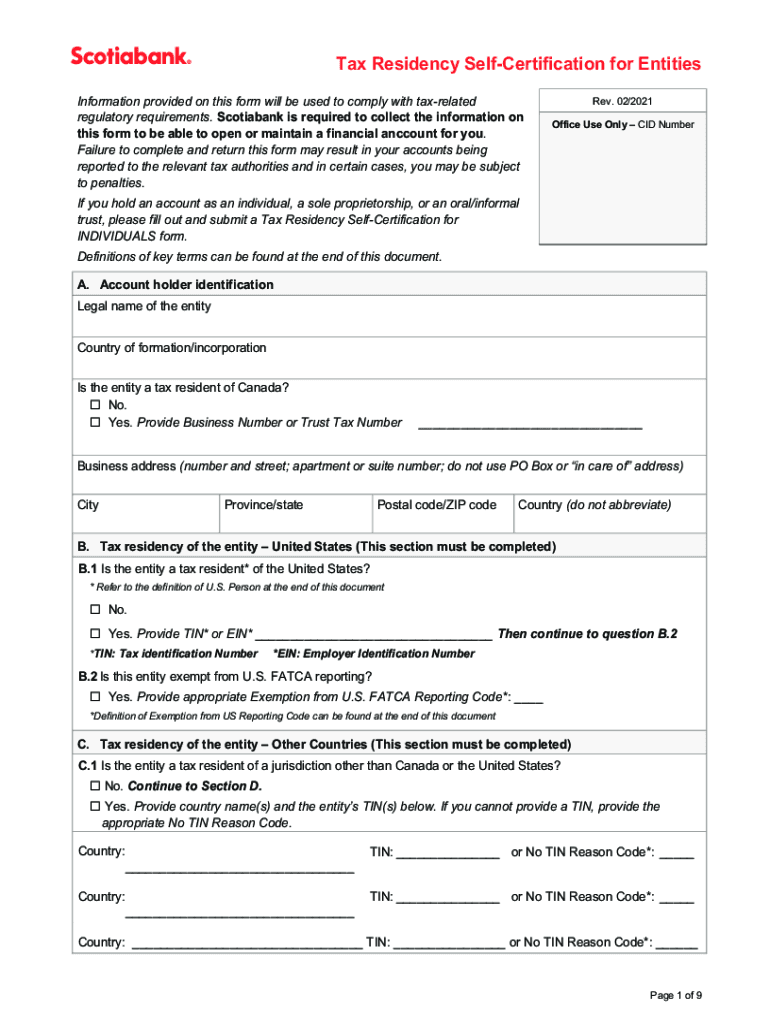 Fillable Online Tax Residency Self-Certification for Legal Entities ...