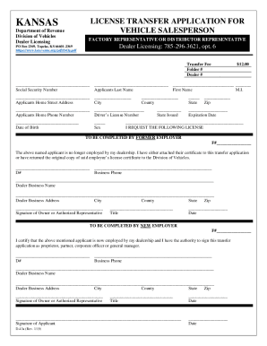 Fillable Online Kansas Department of Revenue Division of Vehicles ...