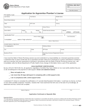 Fillable Online Apprentice Plumber's License Application Fax Email ...