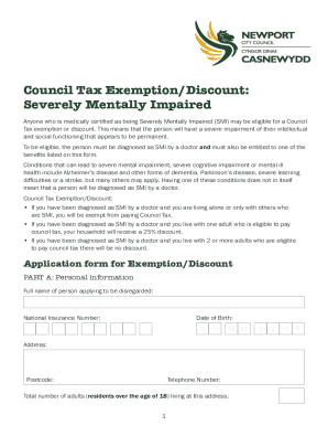 Fillable Online How to claim the 'severely mentally impaired ' council ...