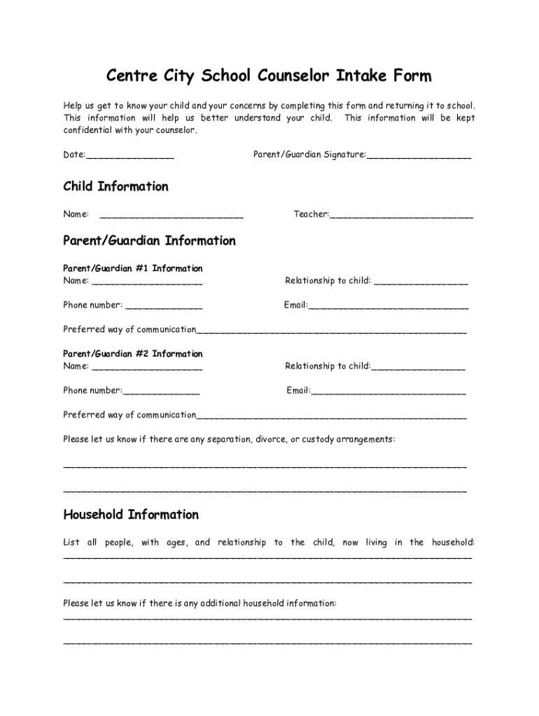 Fillable Online Intake Forms - Family Institute Fax Email Print - pdfFiller
