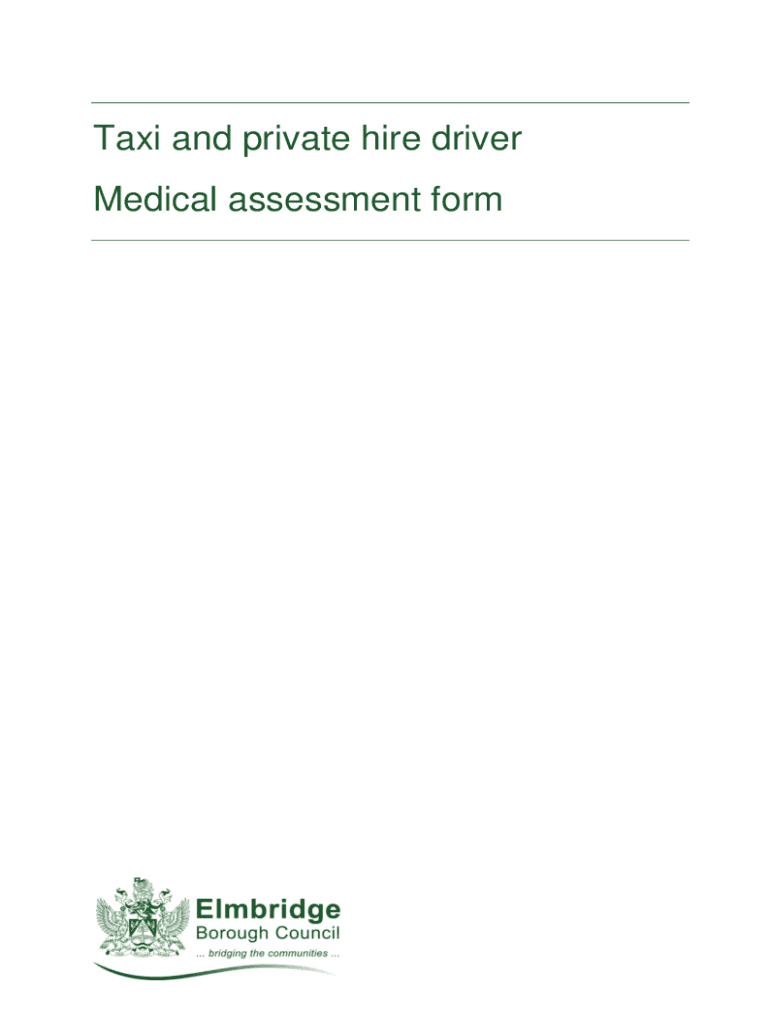 Fillable Online Taxi and private hire driver medical assessment form ...