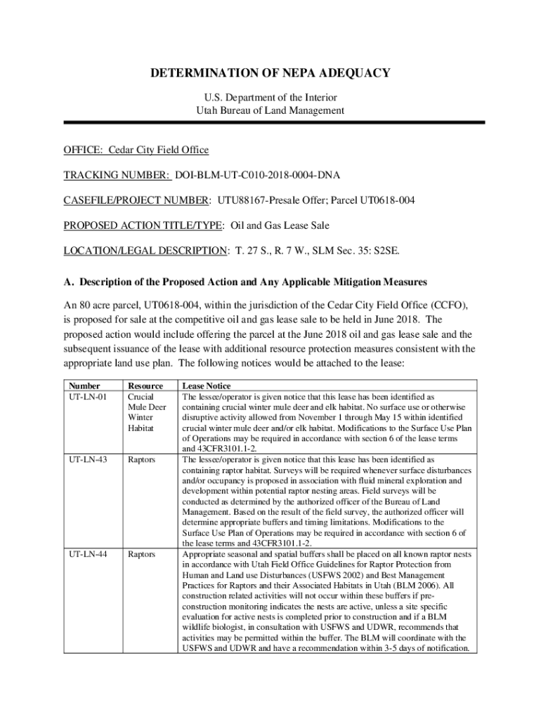 Fillable Online WORKSHEET DETERMINATION OF NEPA ADEQUACY Fax Email ...