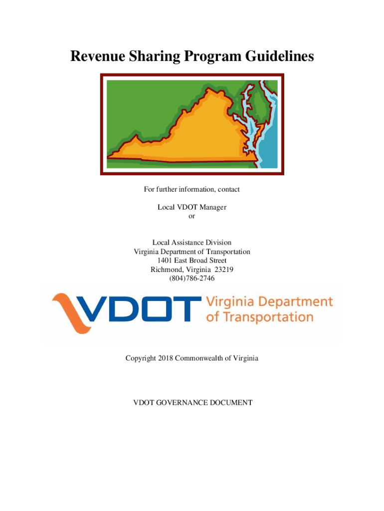 Fillable Online vdot virginia Fillable Online Revenue Sharing Program ...