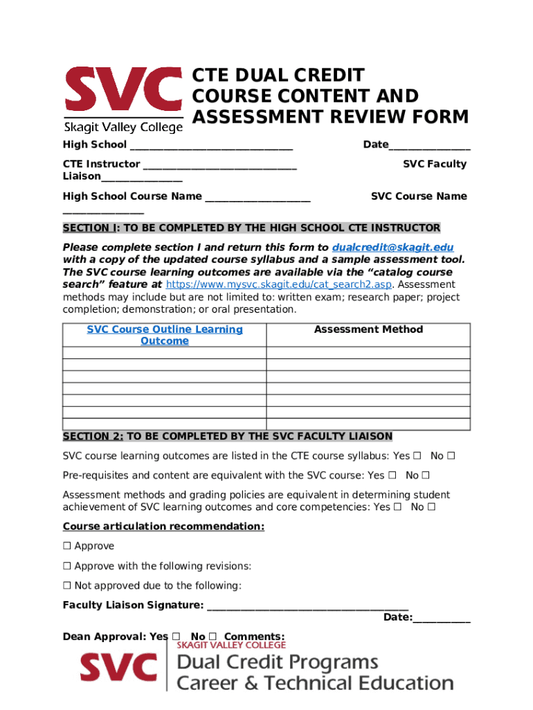 Career and Technical Education (CTE) Dual CreditSBCTC Doc Template ...