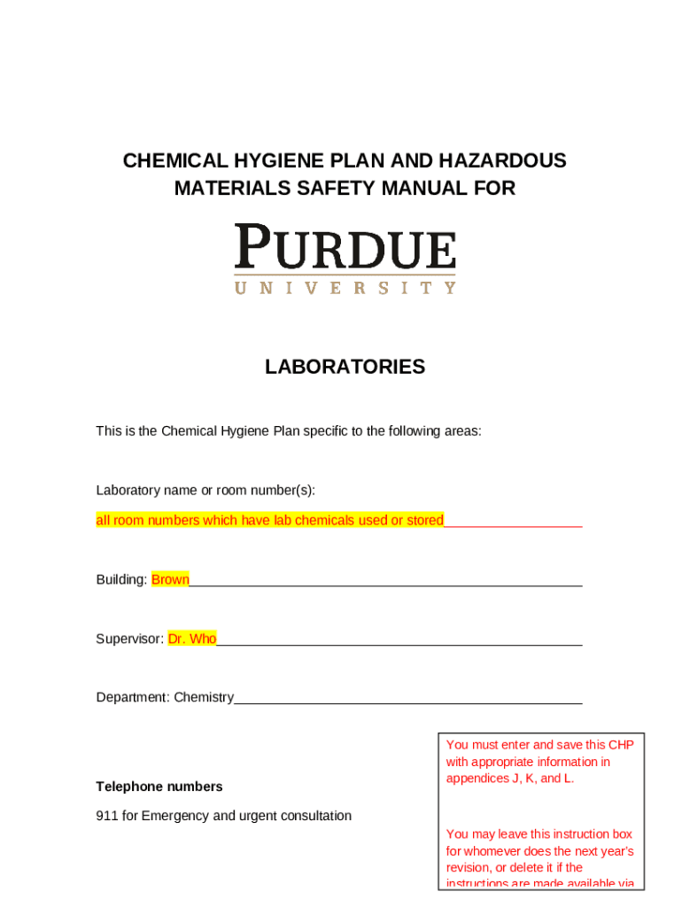 Laboratory Safety Manual including the Chemical Hygiene Plan Doc ...
