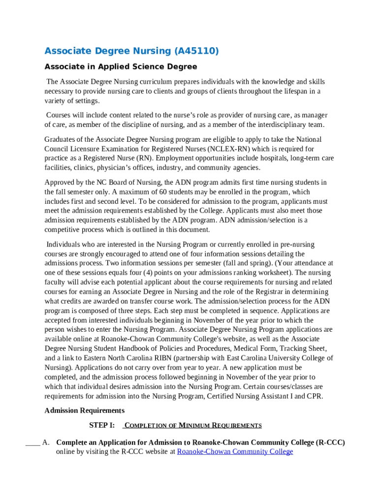 Associate Degree Nursing (A45110)Blue Ridge CC Catalog Doc Template ...
