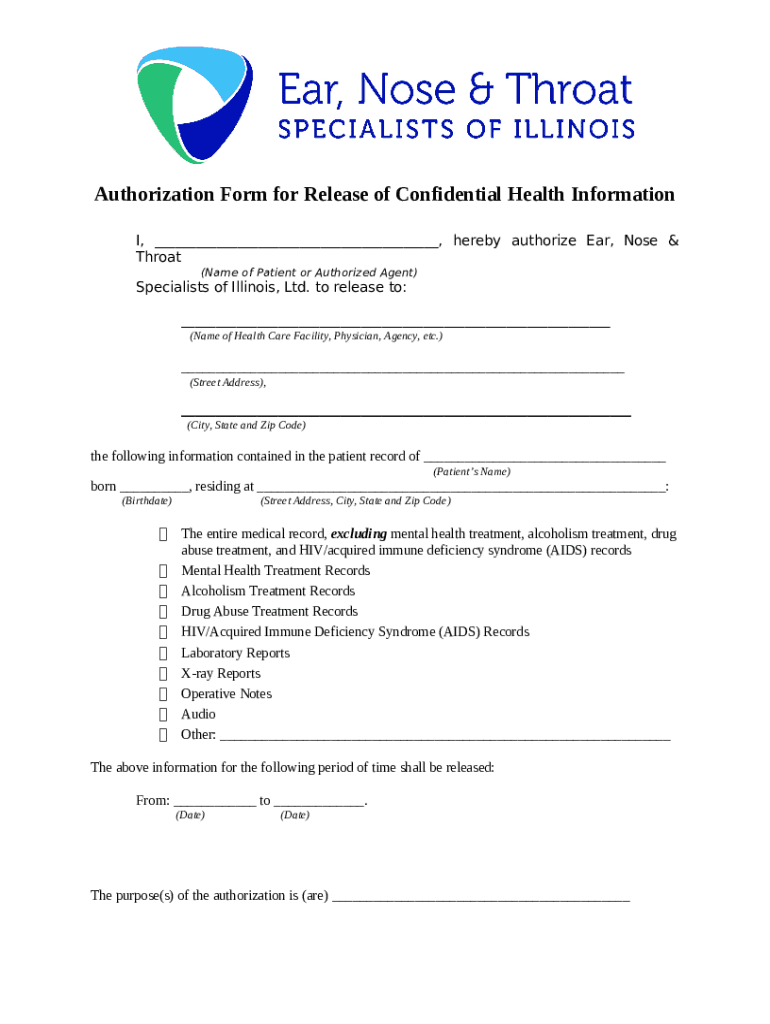 EASTERN CONNECTICUT EAR, NOSE & THROAT, P.C. AUTHORIZATION ... Doc ...