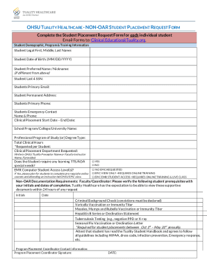 Fillable Online 2019-20NON-OAR Student Placement Request form Fax Email ...
