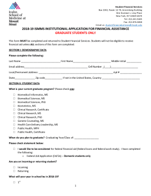 Fillable Online Get the free MSSM Institutional Application for Financial ... Fax Email Print ...