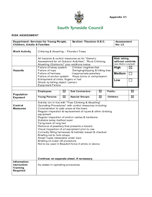 Fillable Online L5 Climbing & Abseiling - Thurston Trees Risk ...