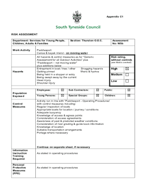 Fillable Online A Generic Outdoor Activity Risk Assessment Form Fax ...