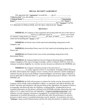 SPECIAL SECURITY AGREEMENT Doc Template | pdfFiller