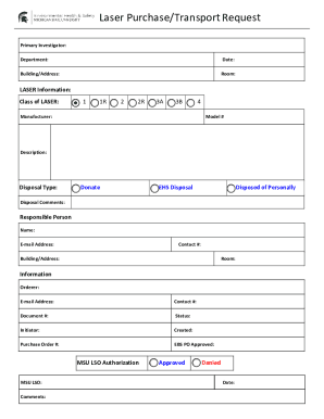 Fillable Online Laser Purchase or Transport Request Form Fax Email ...