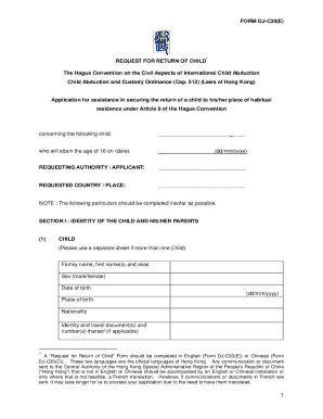 Fillable Online FORM DJ-C30(E) REQUEST FOR RETURN OF CHILD Fax Email ...