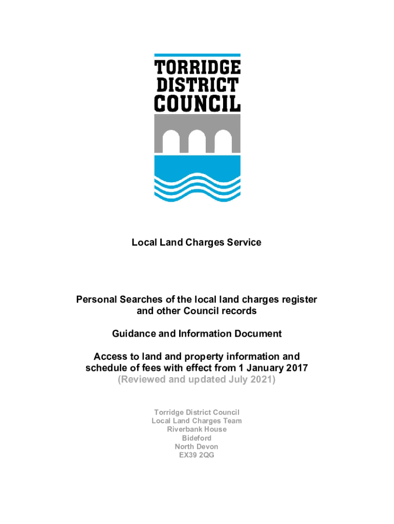 Fillable Online Personal searches of the local land charges register ...