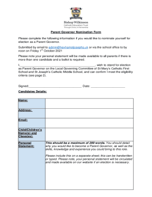 Fillable Online Parent governors - templates for GBs to use.doc - These ...