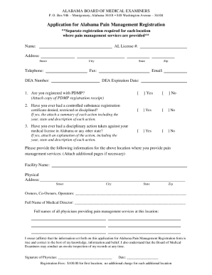 Fillable Online ALABAMA BOARD OF MEDICAL EXAMINERS STATE OF ALABAMA ... Fax Email Print - pdfFiller
