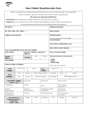Fillable Online New Patient Medical Questionnaire for Adults ... - The ...