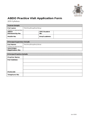 Fillable Online ABDO Practice Visit Application Form Fax Email Print ...