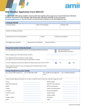 Fillable Online amii org AMII New Member Application Form 2021 Fax ...