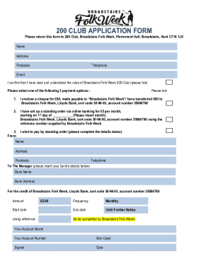 Fillable Online broadstairsfolkweek org 200 CLUB APPLICATION FORM ...