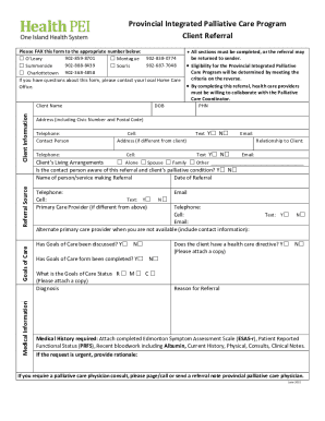 Fillable Online Palliative Care Program Client Referral Form Fax Email ...
