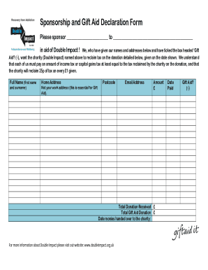 Fillable Online doubleimpact org Sponsorship Form and Gift Aid ...