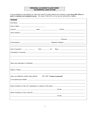 Fillable Online spf org Loss Of Use Claim Form - Polfed.org - Fill and ...