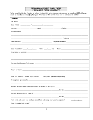 Fillable Online spf org PTD Claim form - Apr 21 Fax Email Print - pdfFiller