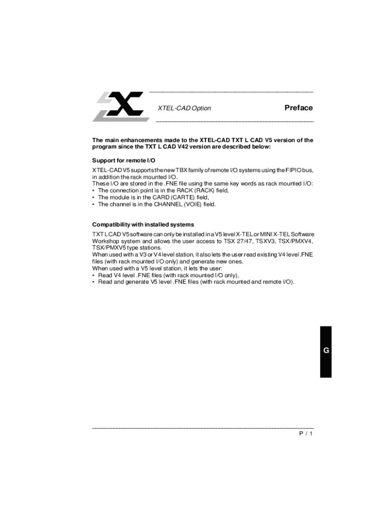 Fillable Online XTEL-CAD Option - Product Documentation & Software ...