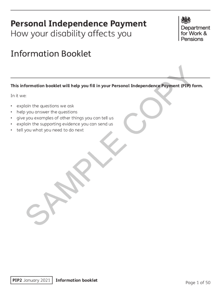Fillable Online Fillable Online Personal Independence Payment: PIP 2 ...