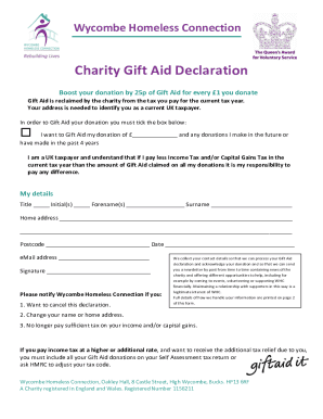 Fillable Online Gift Aid Declaration Form - wyhoc.org.uk Fax Email ...